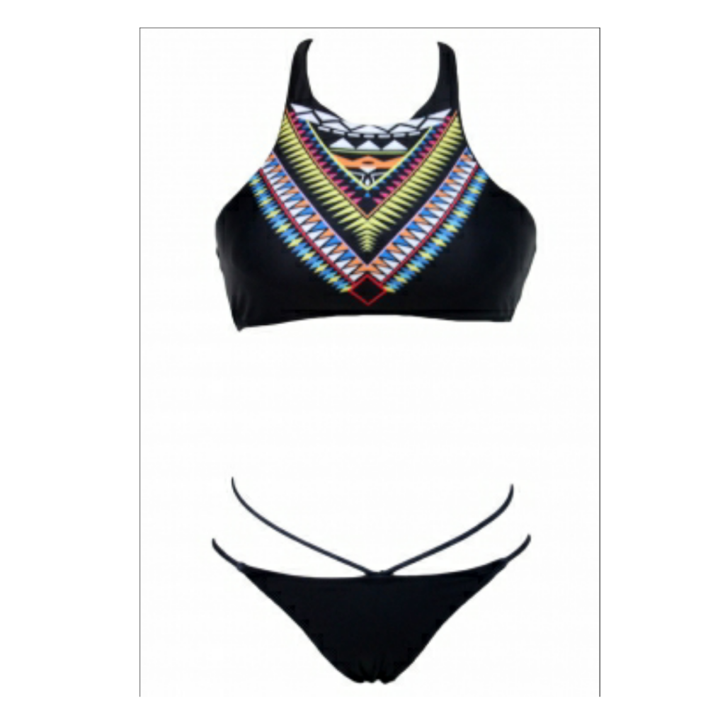 Gypsy halter tankini top and strappy madrid bottom - Emfed